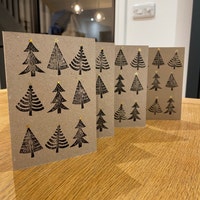 Christmas Tree Ink Stamp, Fir Tree Printing Block, Hand Carved, DIY ...