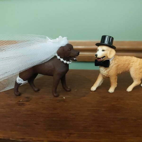 Golden Retriever-dog-bride-groom-wedding-animal-cake Topper-4 Inch-6 ...