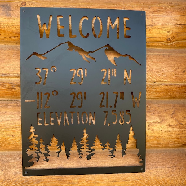 Mountain Coordinates & Elevation Sign - Custom Coordinates Sign ...