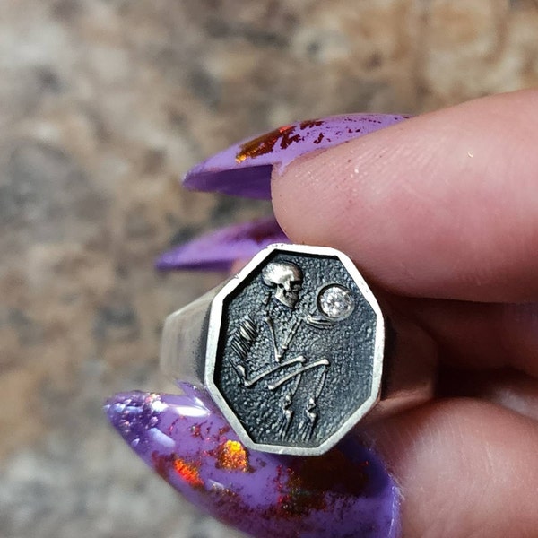 925 Silver Memento Mori Ring, Dead Man Ring, Gothic Ring. Grave Ring ...
