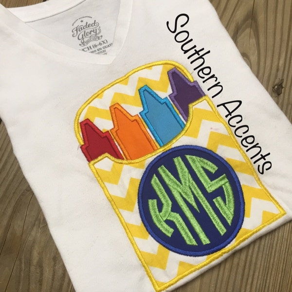 Crayon Box Monogram Digital Machine Embroidery Applique Design 4 Sizes ...