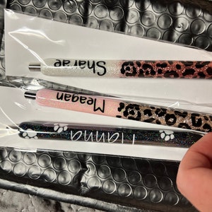 Personalized Epoxy Glitter Black Ink Pen: Refuillable - Etsy