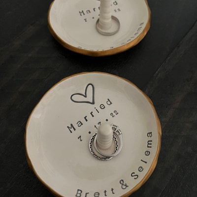 Personalized Ring Holder, Custom Wedding Gift, Handmade Pottery Wedding ...