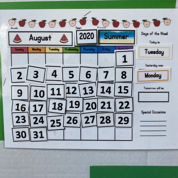 Perpetual Calendar Circle Time Printable, Perpetual Calendar, Preschool ...