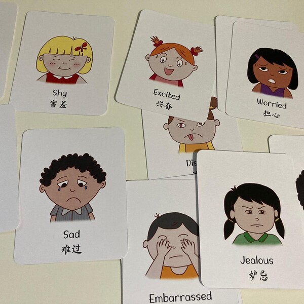 Emotions Flashcards Printables | Chinese Flashcards | 情绪 | Downloadable ...