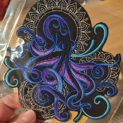 Octopus Embroidered Patch Under the Sea Patches Sea Embroidery Designs ...