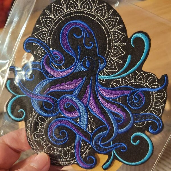 Octopus Embroidered Patch - Under the Sea Patches - Sea Embroidery ...
