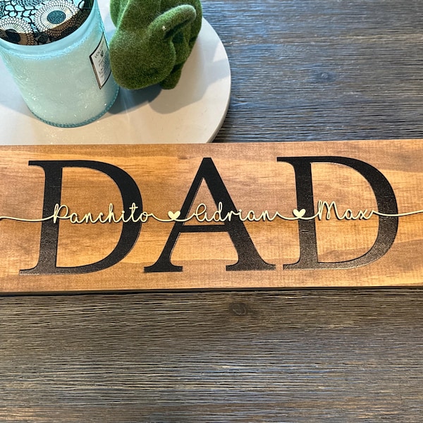 Personalized Dad Wood Sign | Custom Kids Names | Birthday Gift From ...