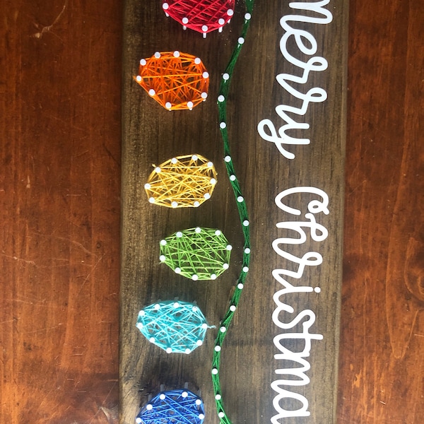 DIY Merry Christmas Rainbow Lights String Art Kit - Etsy