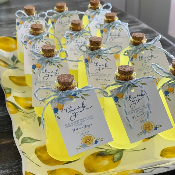 LEMON Gift Tags Lemon Party Favor Tags Blue Lemon Baby Shower Gift Tags ...