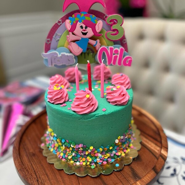Cake Topper - Trolls Cake Topper - Trolls Birthday -princess Poppy Cake ...