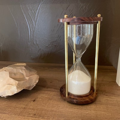 Engraved Solid Brass and Wood Hour Glass Sand Timer/ Personalized Sand ...