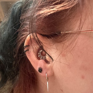 16G Spider Web Septum Ring Black Silver Clicker/cartilage/helix Earring ...