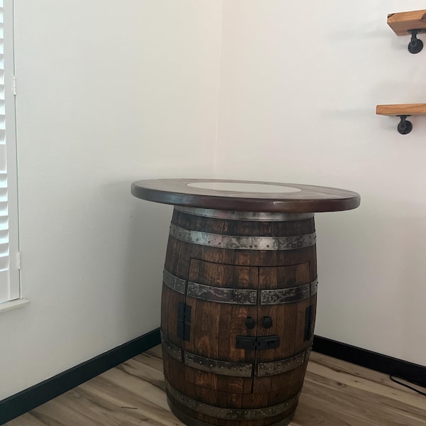 Whiskey Barrel Table Top With Glass Center, Wine Barrel Top, Bourbon ...
