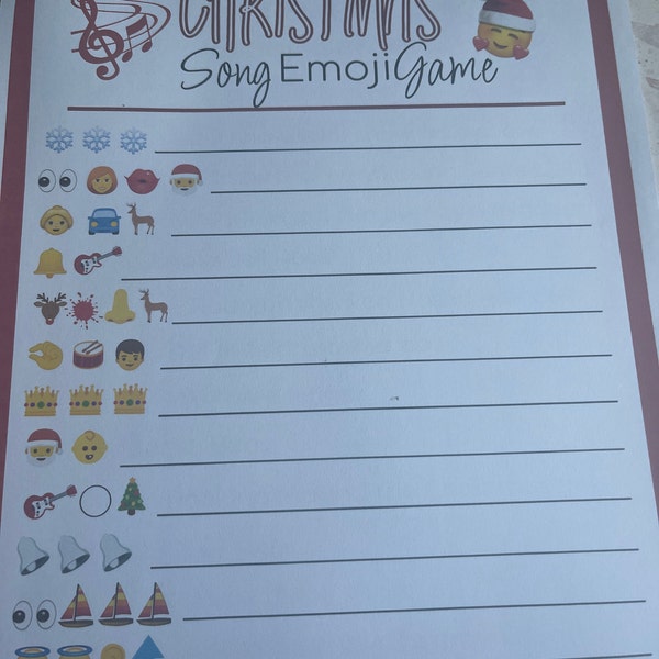 Christmas Song Emoji Game, Christmas Printable Game, Christmas Party ...