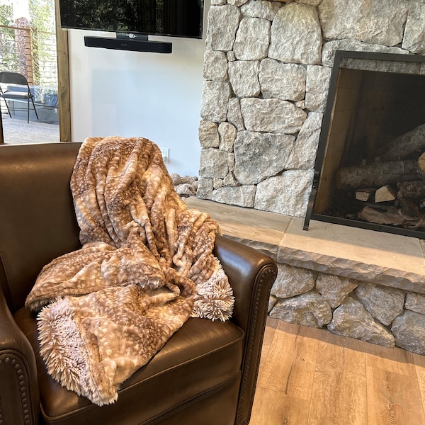 Fawn Fur Minky Blanket // Shaggy Throw, Deer Print Throw, Axis Blanket ...