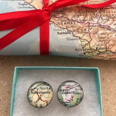 Map Cufflinks Custom Vintage Maps. Select Two Locations. Anywhere in ...