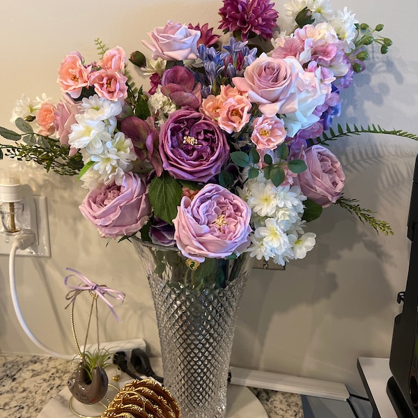 Realistic Artificial Flower Purple Theme Bouquet With Cherry Blossom ...