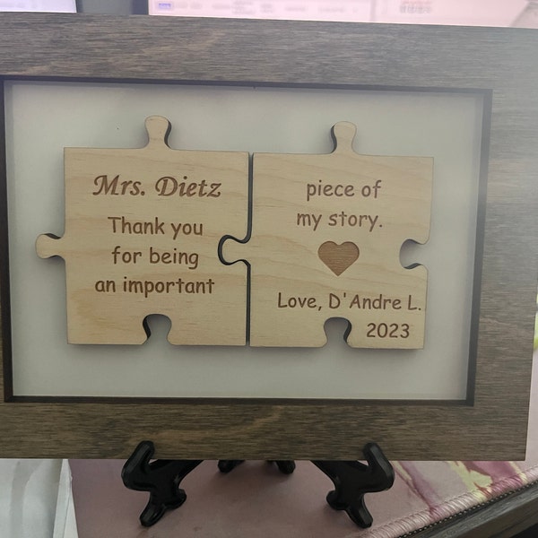 Teacher Gift, Puzzle Piece Sign, Thank You, Teacher Appreciation, End ...