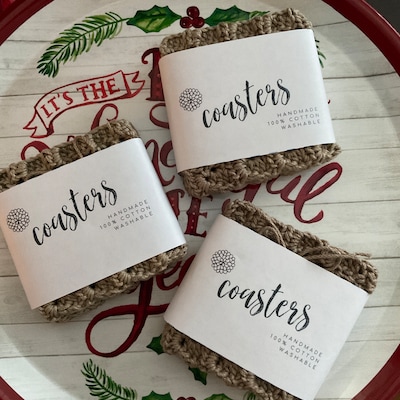 Printable Labels Coaster Crochet Coaster Label Printable PDF Knit ...