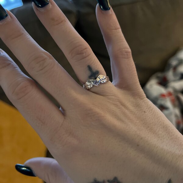 Sterling Silver Angel Wing Ring, Guardian Angel Ring for Women, Simple ...