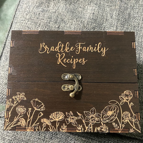 Personalized Recipe Box With Wooden Dividers Gift for Mom Floral Recipe ...