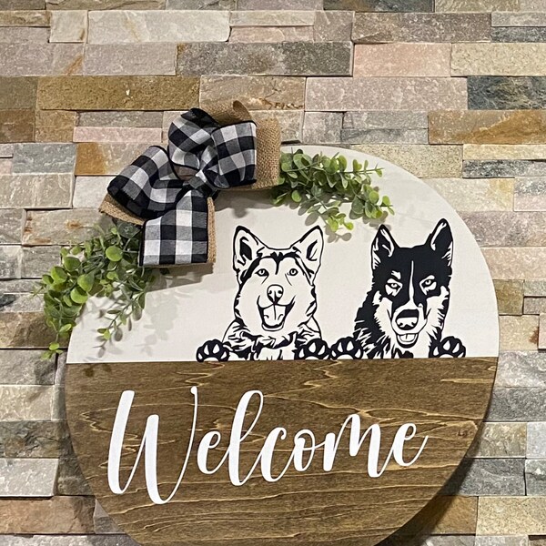 Pet Welcome Sign/ Dog Welcome Sign/ Pet Portrait Door Sign ...