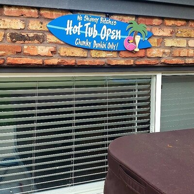 Hot Tub Sign, Hot Tub Decor, Hottub,backyard Decor,surfboard Sign,pool ...