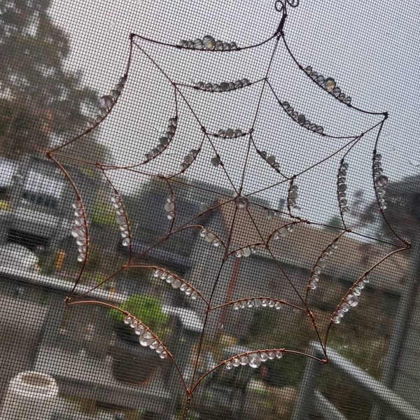 Halloween Wire Suncatcher, Spider Web, Spider Suncatcher, Copper Wire ...