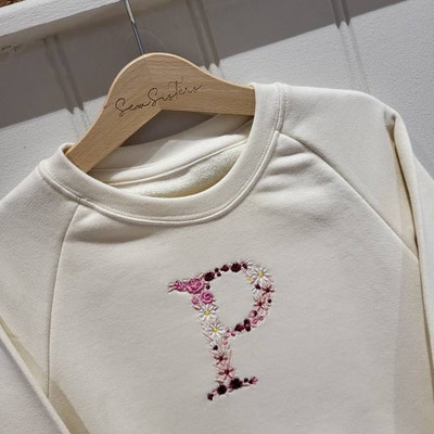 Machine Embroidery LETTER P Uppercase 9,7cm /3.80 Tall Dainty Floral ...