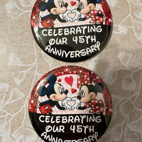Disney Anniversary Buttons-disney Anniversary Pins-mickey and Minnie ...
