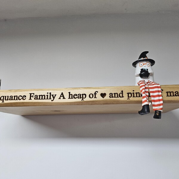 Personalised Engrave Rustic Floating Shelf With Wooden Hanging Rail ...
