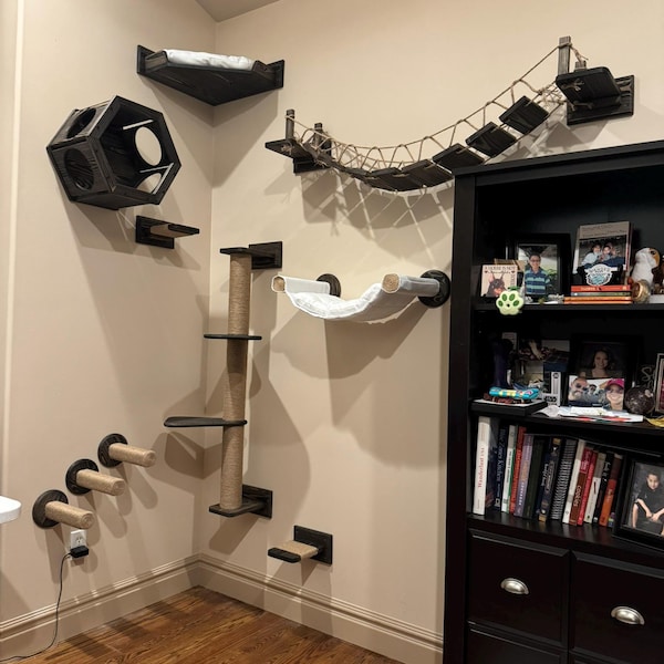Ceiling Cat Furniture Playground Wood Cat Furniture Set of 4 Houses and ...