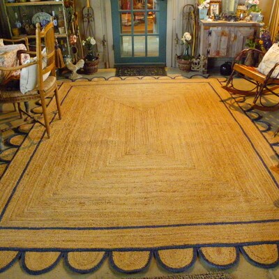 Natural Scalloped Jute Rug Scallop Pattern Rug Natural Jute - Etsy
