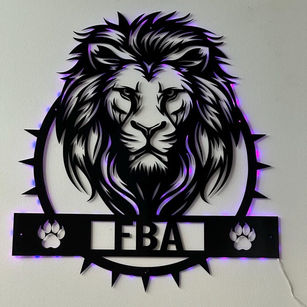 Custom Awesome Lion Metal Wall Art LED Light, Personalized Lion Lover ...