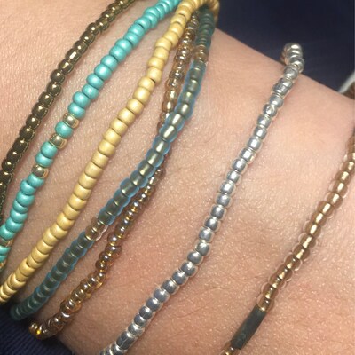Stretch Bracelet Set, Seed Bead Bracelets, Minimalist Beaded Bracelets ...