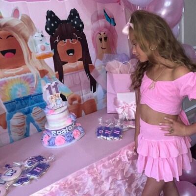 Girl Roblox Cake Topper Pink Roblox Birthday Party Cake Topper Roblox ...