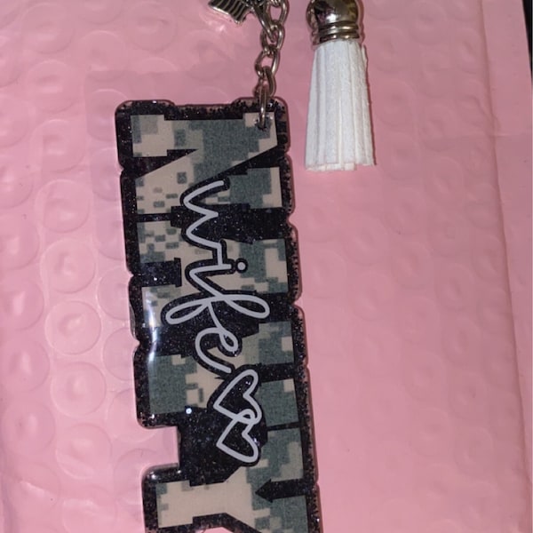 Military Wife Keychain, Army, USAF, Air Force, Navy, USMC, Air Force ...