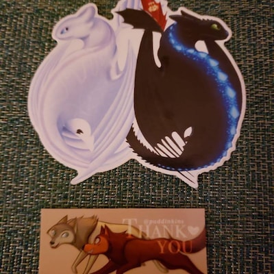 Toothless and Light Fury Vinyl Gloss Waterproof Medium Sized Sticker ...