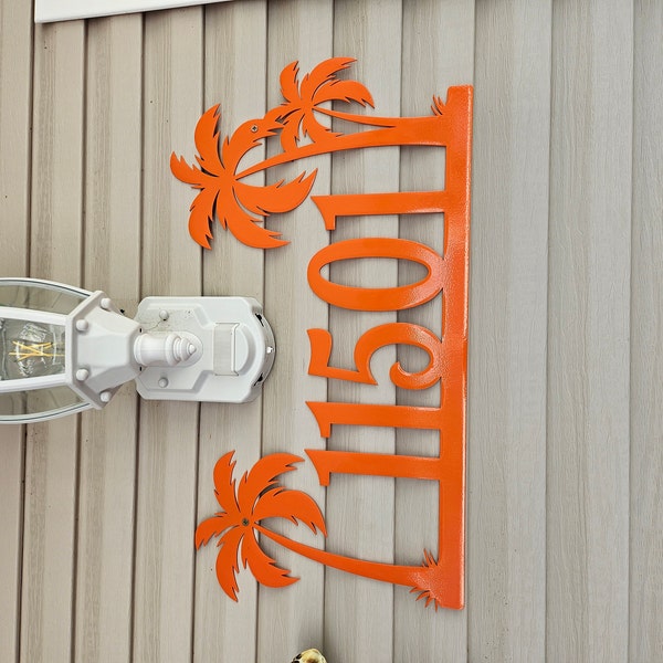Tropical Palm Tree Metal Address Sign, Beach House Address Sign ...
