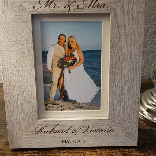 Beach Wedding Picture Frame Personalized With Names and Wedding Date ...