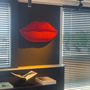 Red Lips Parametric 3D Wall Art Large Lips Wall Hangings Acrylic and ...