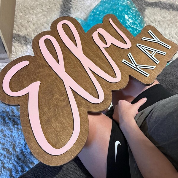 Large Wood Name Sign, Nursery Name Sign, Boho Nursery Sign , Above Crib ...