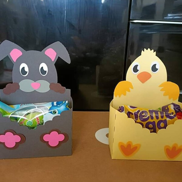 Gift Box Easter Bunny and Chick Bundle, Cut File and Print With Craft ...