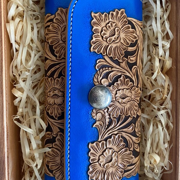 Small Trifold Red Leather Western Wallet With Sheridan Style Tooling ...