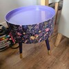 Pink Round Side Table With Floral Design. Fun Bright Decor, Quirky ...