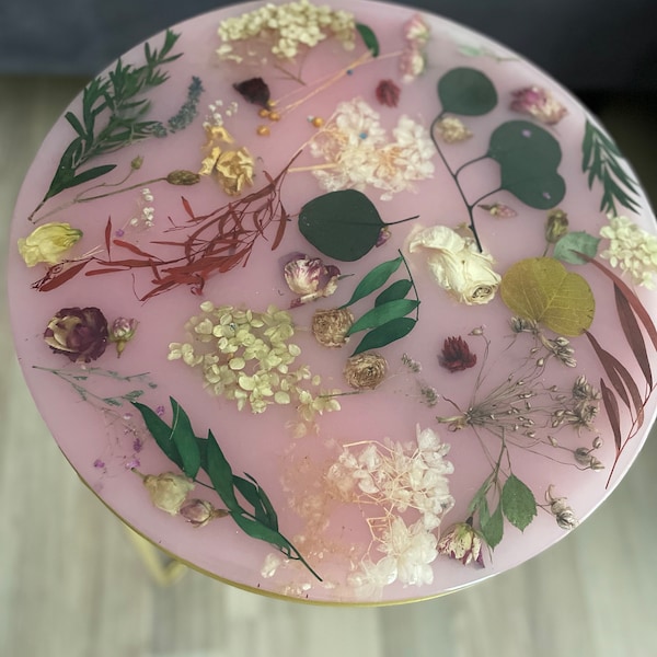 Bohemian Roses Floral Resin Coffee Table With Gold Metal Legs - Etsy