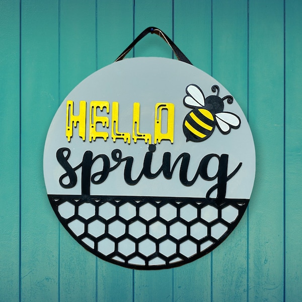 Spring Welcome Sign Bundle, Round Door Hanger SVG, Spring Sign Svg ...