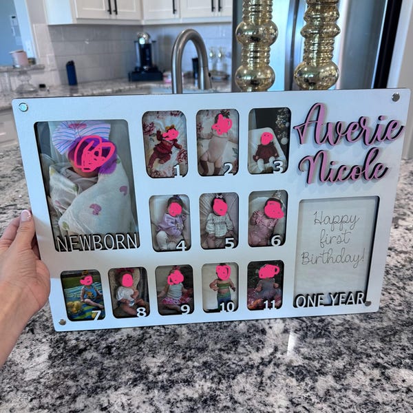 Personalized Baby First Year Photo Frame | Newborn to One Year Picture ...