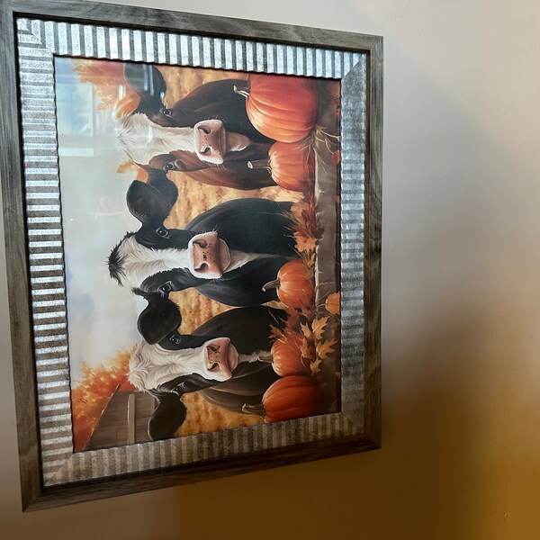 Fall Cow Wall Art, Cow Print, Farmhouse Fall Decor, Rustic Artwork ...